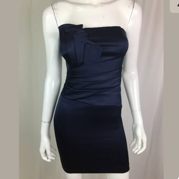 Vintage | Dresses | Cache Satin Cocktail Sheath Stretch Mini Dress ...